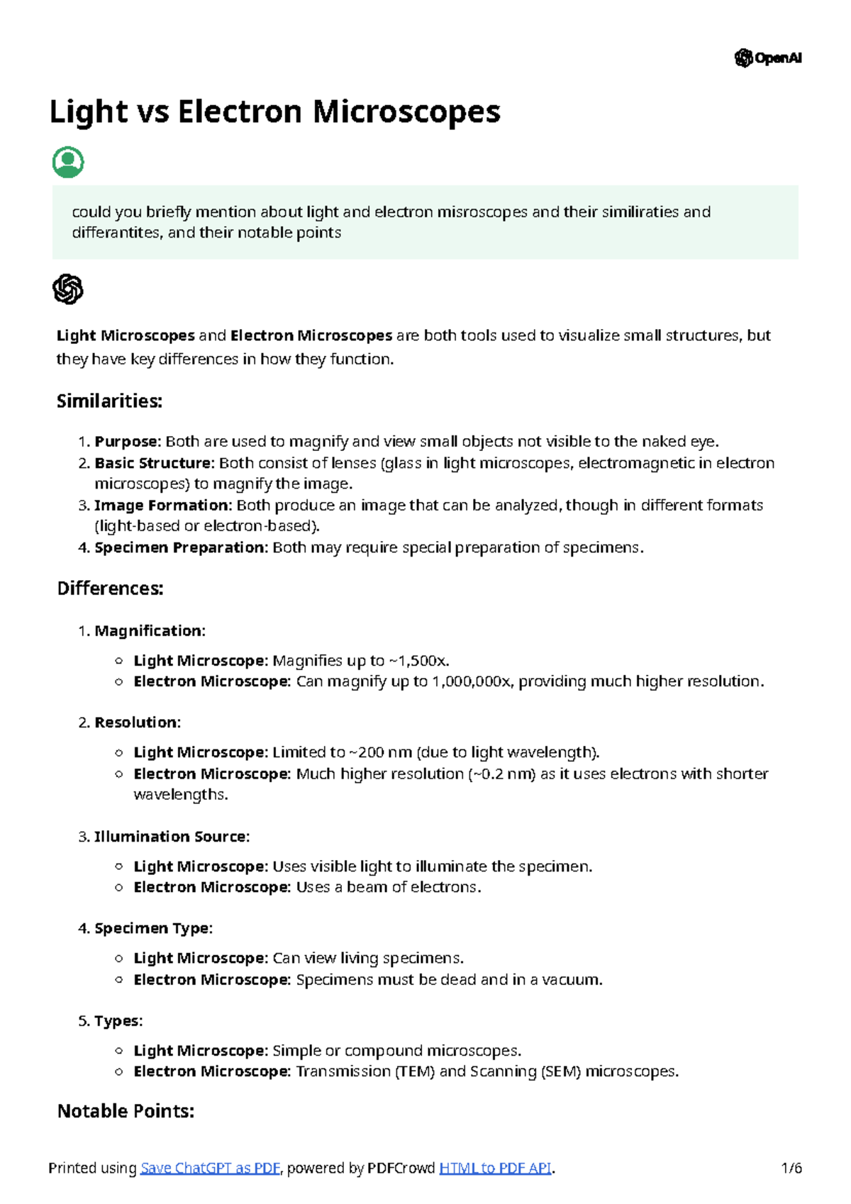 Light vs Electron Microscopes - Similarities: Purpose: Both are used to ...