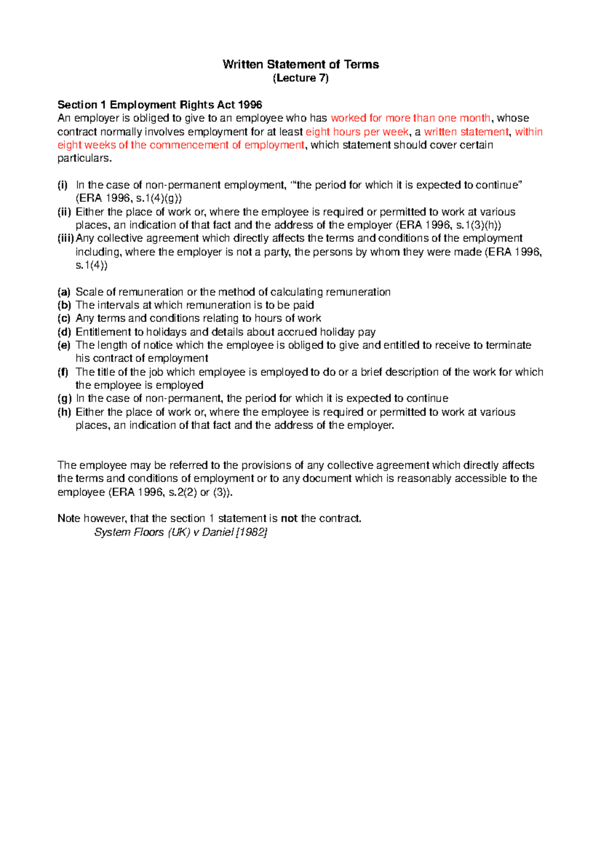 (L7) Written Statement of Terms - Written Statement of Terms (Lecture 7 ...