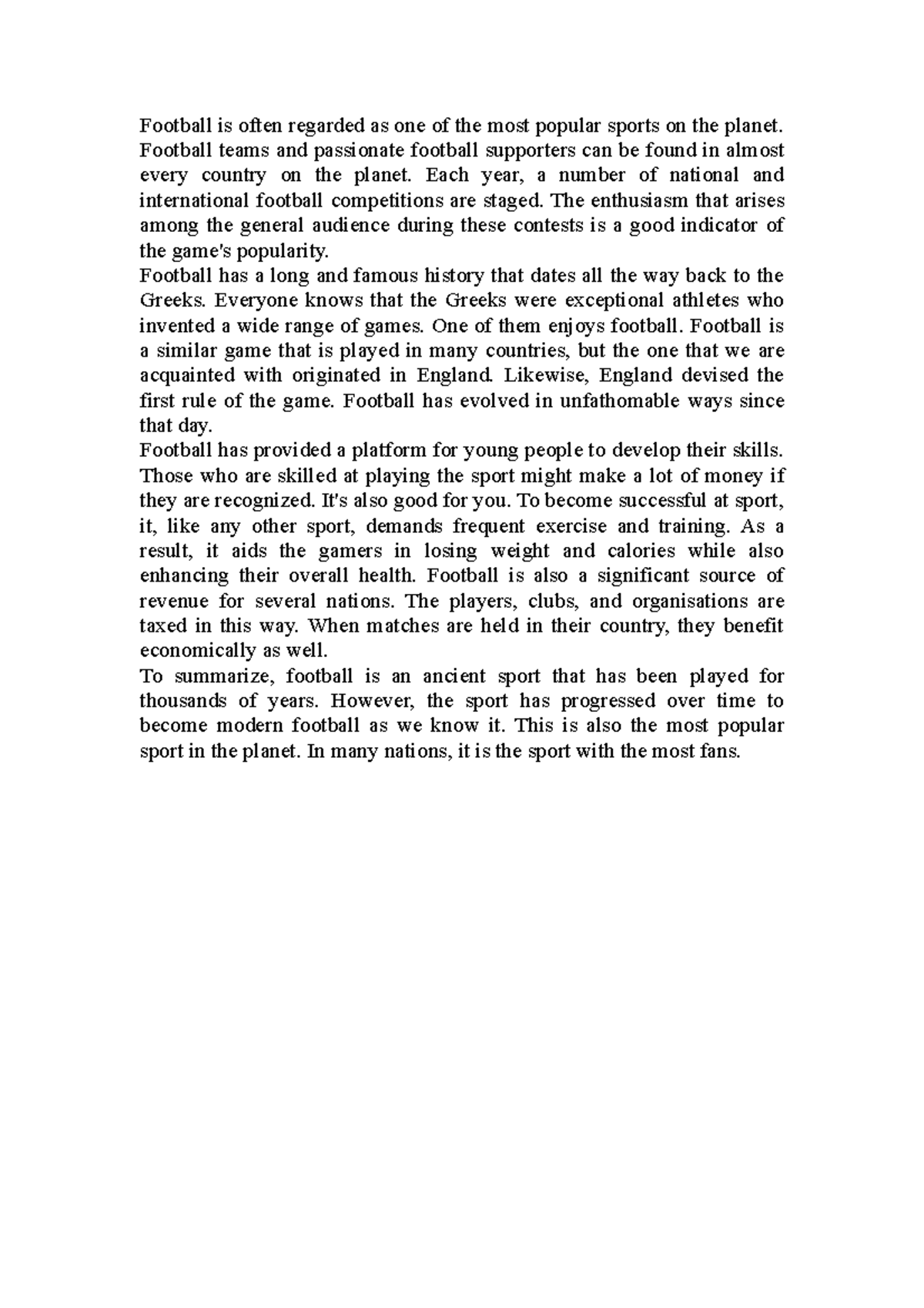 Writing about your favourite athletes and tell the reasons - Football ...