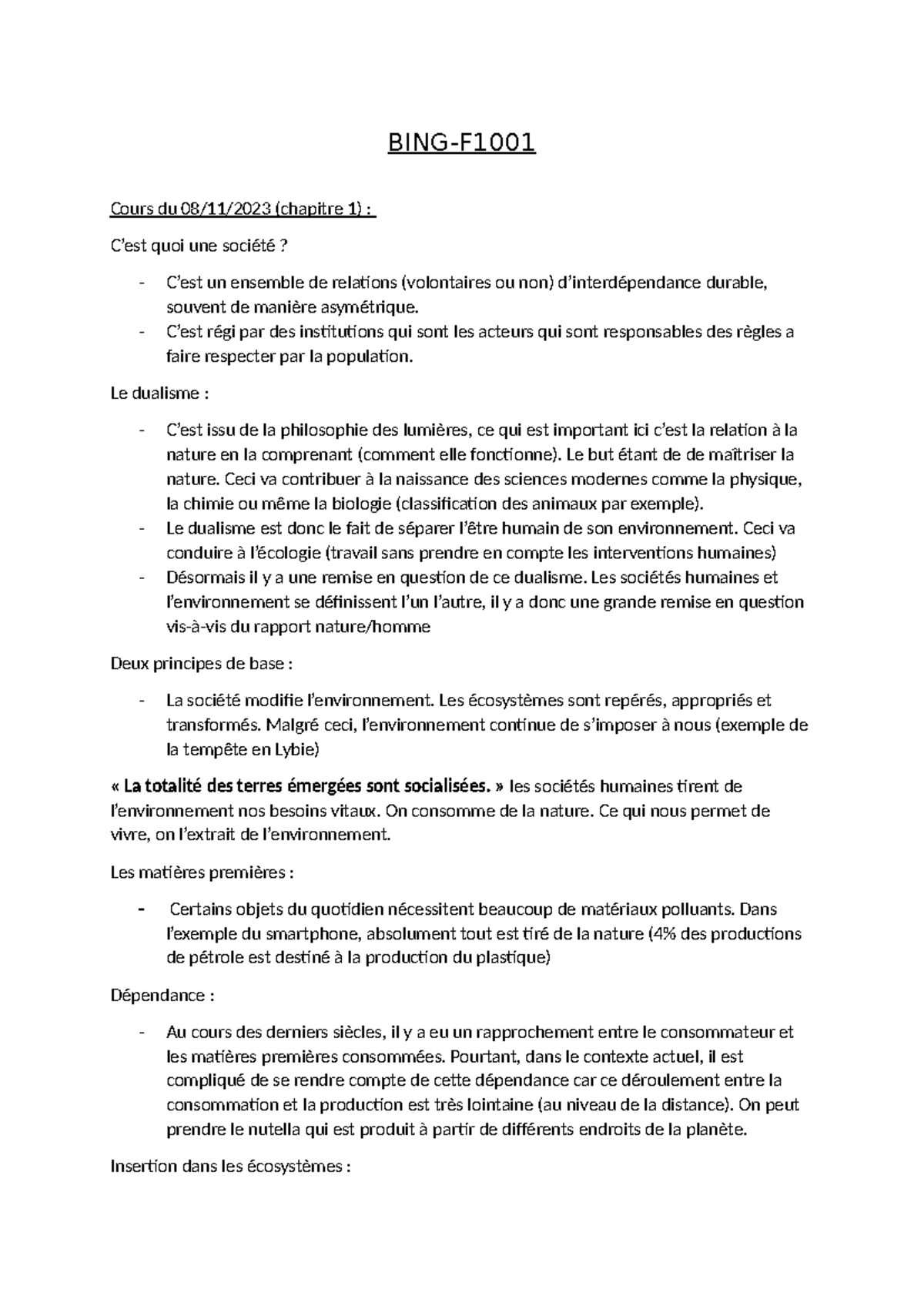 BING partie Decroly - notes réalisées au cours de l'année académique ...