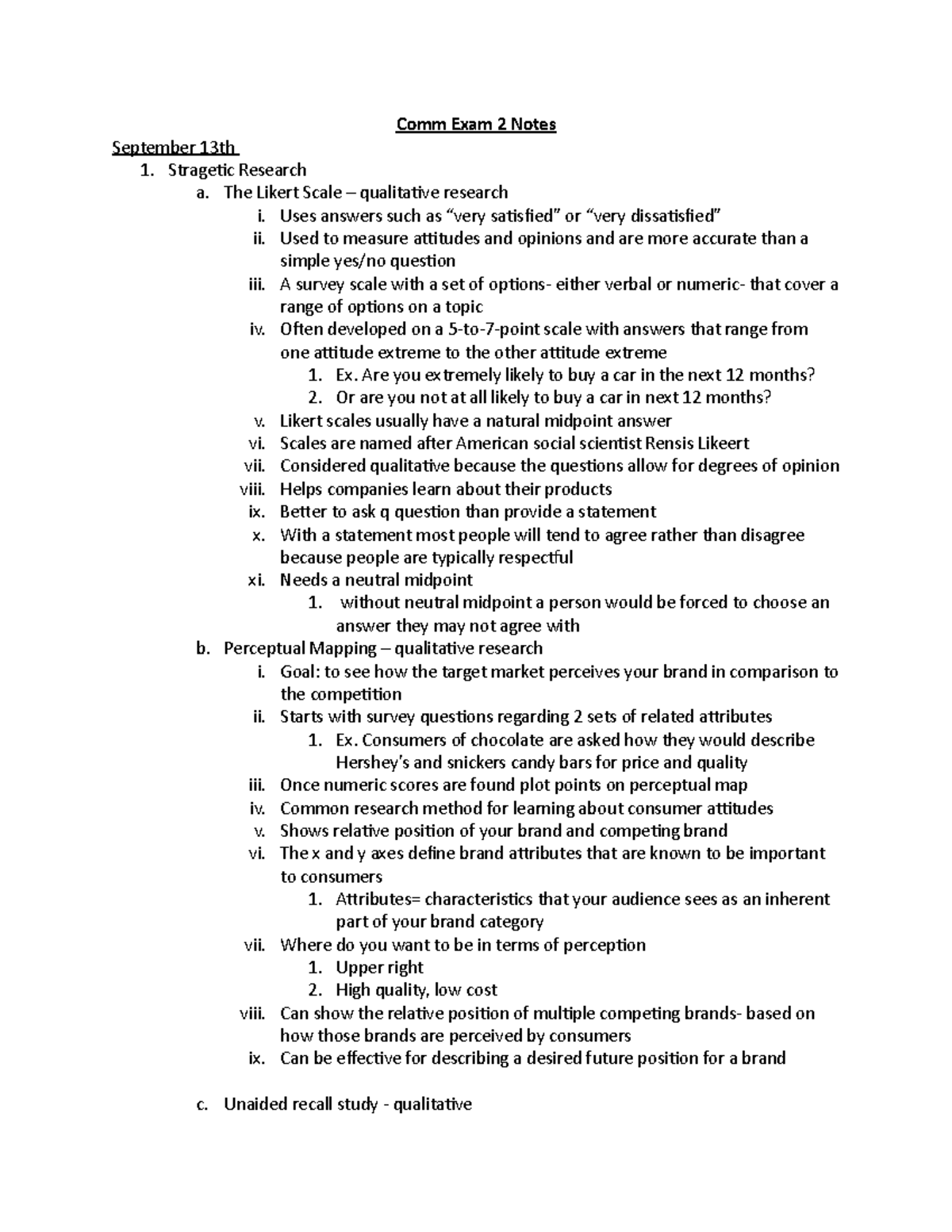 Comm exam 2 notes - Comm Exam 2 Notes September 13th Stragetic Research ...