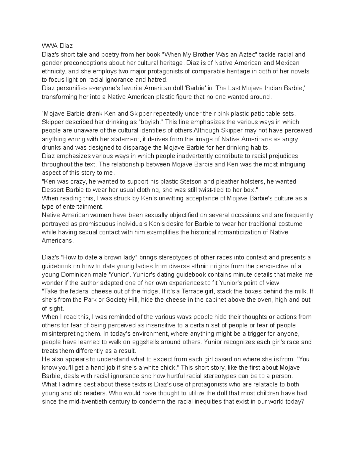 Junot Diaz and Natalie Diaz WWAA - WWA Diaz Diaz's short tale and ...