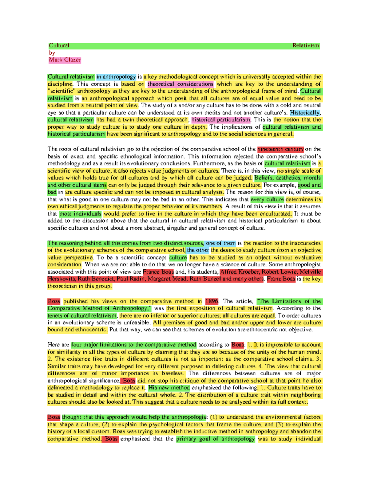 Reading 6.1 - Cultural Relativism - Cultural Relativism by Mark Glazer ...