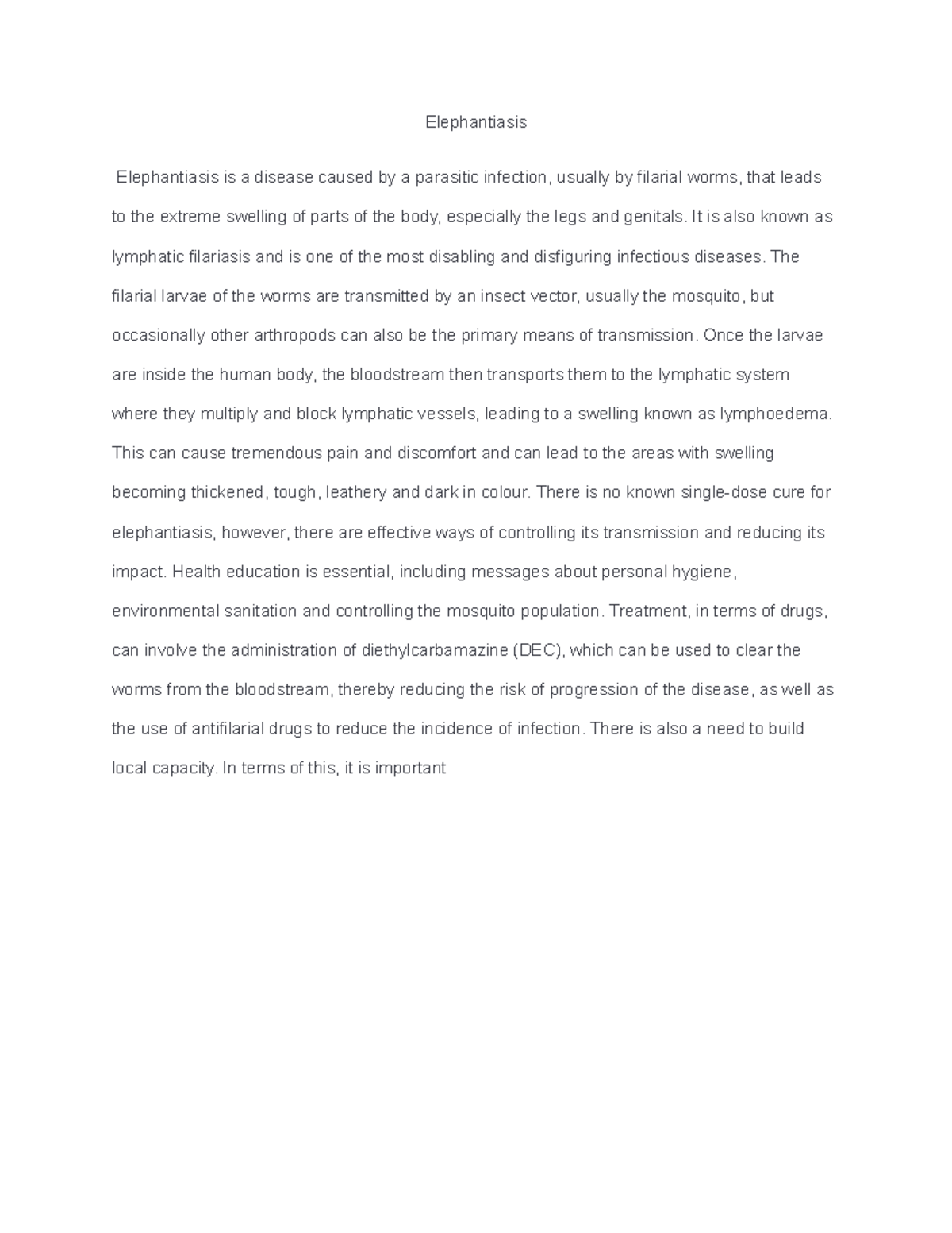 Elephantiasis Disease