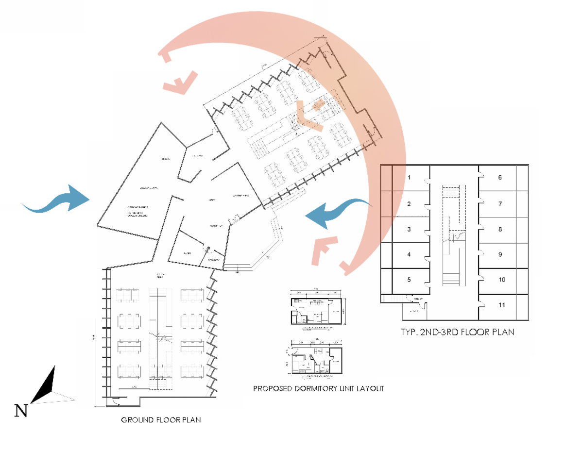 Dormitory- Scheme-1 - BS Architecture - TYP. 2 ND- 3 RDFLOORPLAN ...