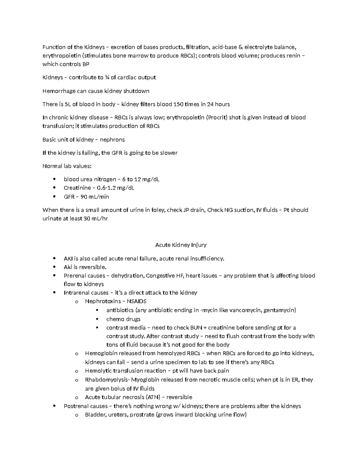 AKI - Aki notes - Function of the Kidneys – excretion of bases products ...
