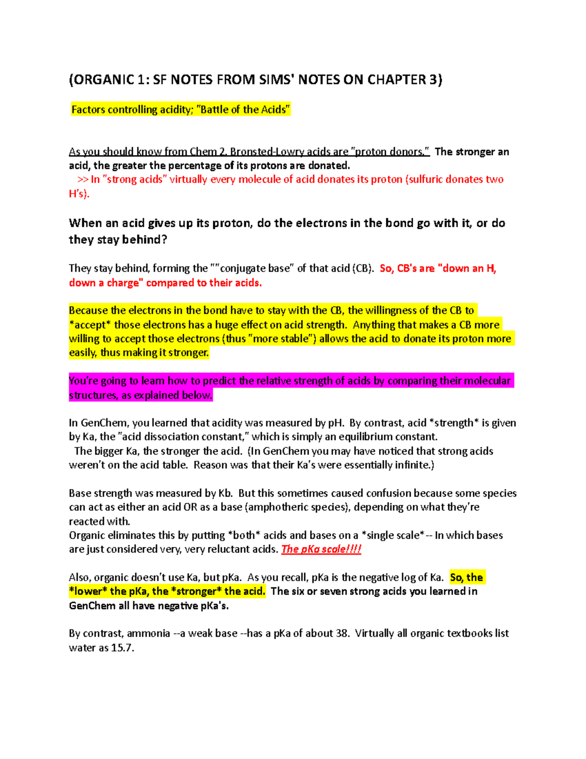 Organic 1-SF Notes ON CH.3 - (ORGANIC 1: SF NOTES FROM SIMS' NOTES ON ...