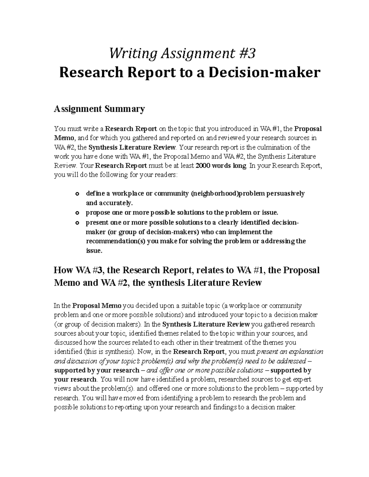 Assignment 3 Research Report 2023 - Writing Assignment Research Report ...