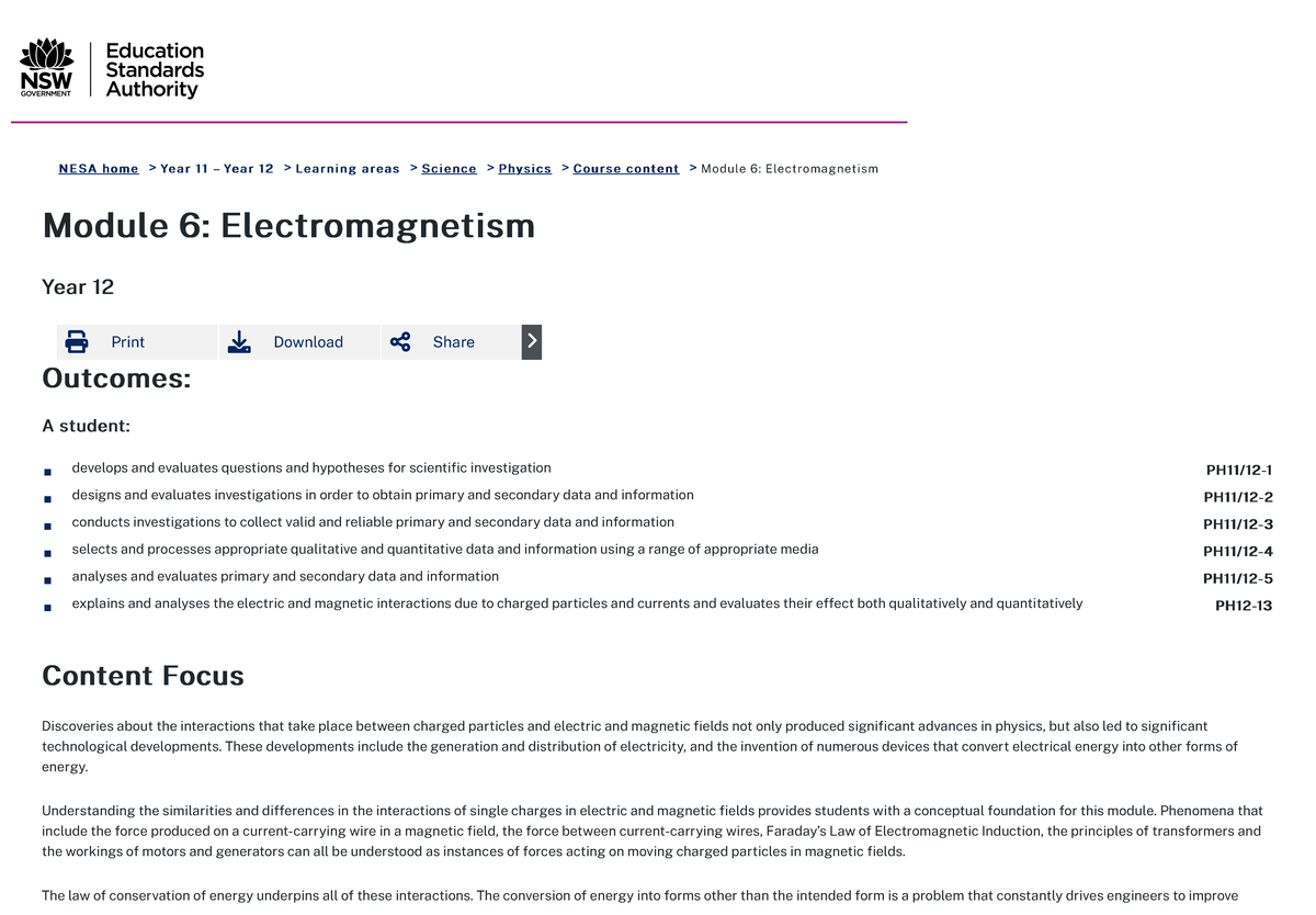 Module 6 Electromagnetism Dotpoints - ####### N E S A h o m eN E S A h o m e > Y e a r 1 1 – Y e ...