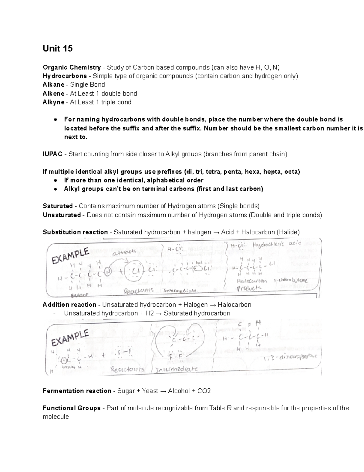 Exam 8 study guide - Unit 15 (Organic Chemistry) and Unit 16 (Nuclear ...