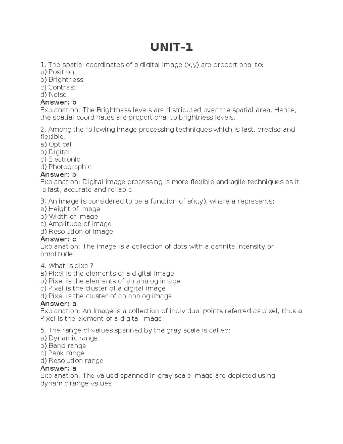 1unit one mark - dip one mark - UNIT- The spatial coordinates of a ...