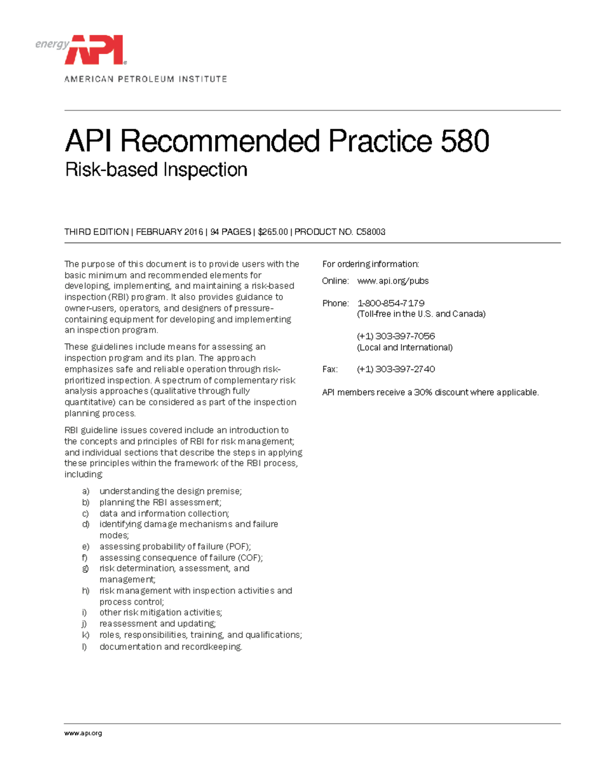 580 e3 PA - API Recommended Practice 580 Risk-based Inspection THIRD ...
