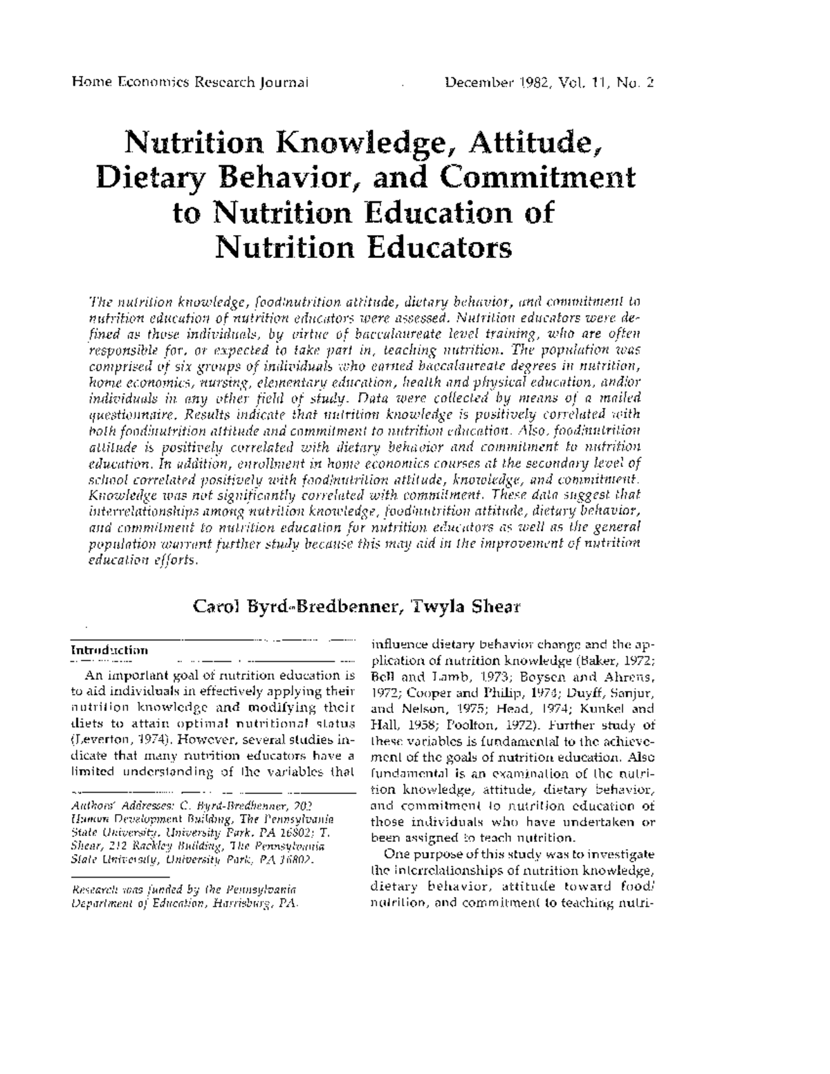 Nutrition Knowledge Attitude Dietary Beh - Nutrition Knowledge ...