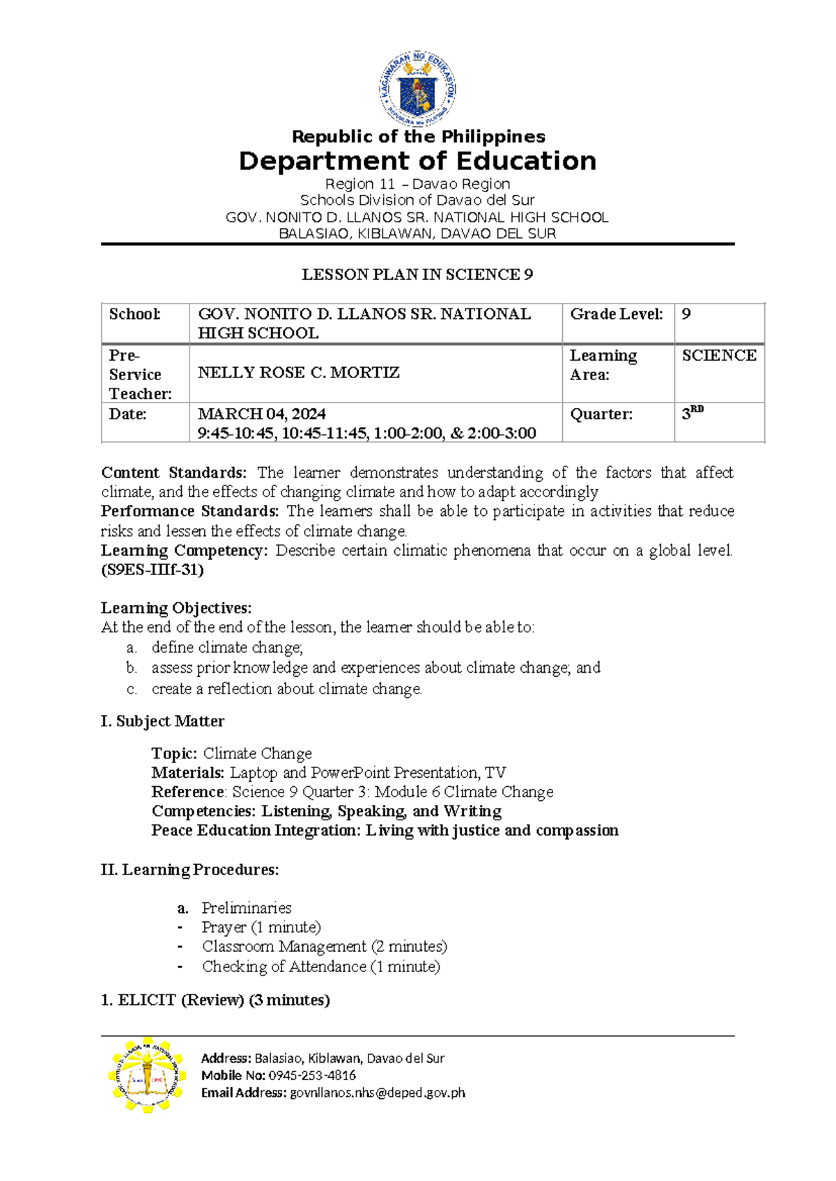 Final 7 Module 6 Climate Change Day 1 - Department of Education Region ...
