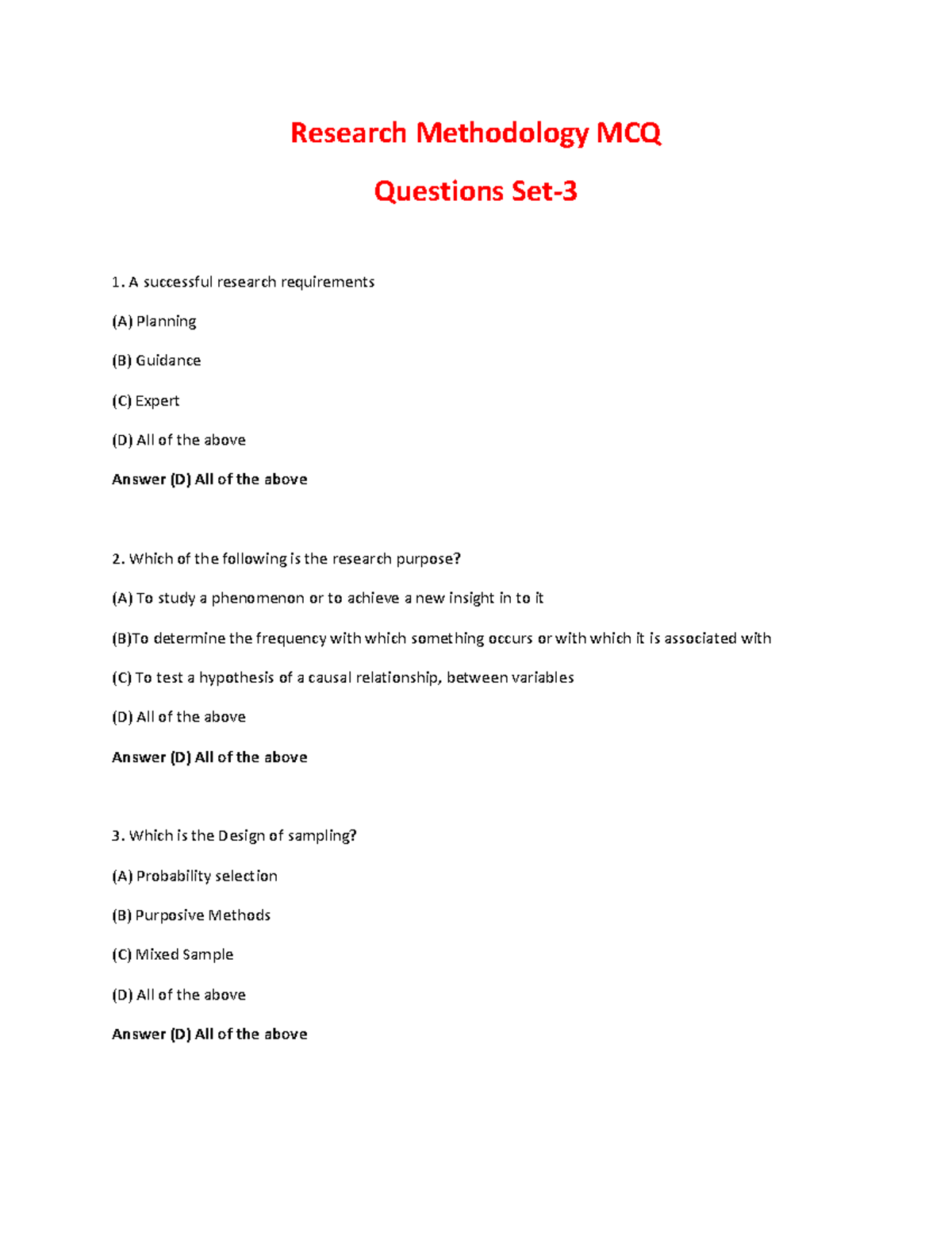 Research Methodology MCQ Questions Set-3-converted - Research ...