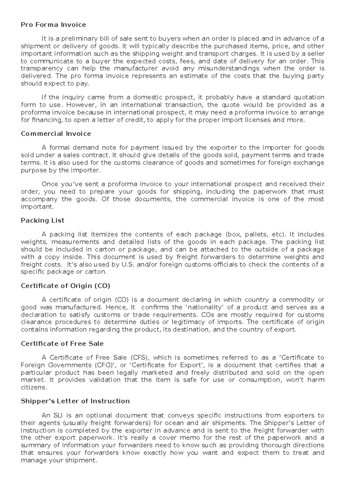 PFI international trade - Pro Forma Invoice It is a preliminary bill of ...