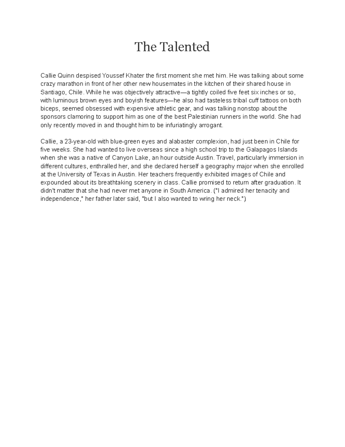 Article 8 - Free to read - The Talented Callie Quinn despised Youssef ...