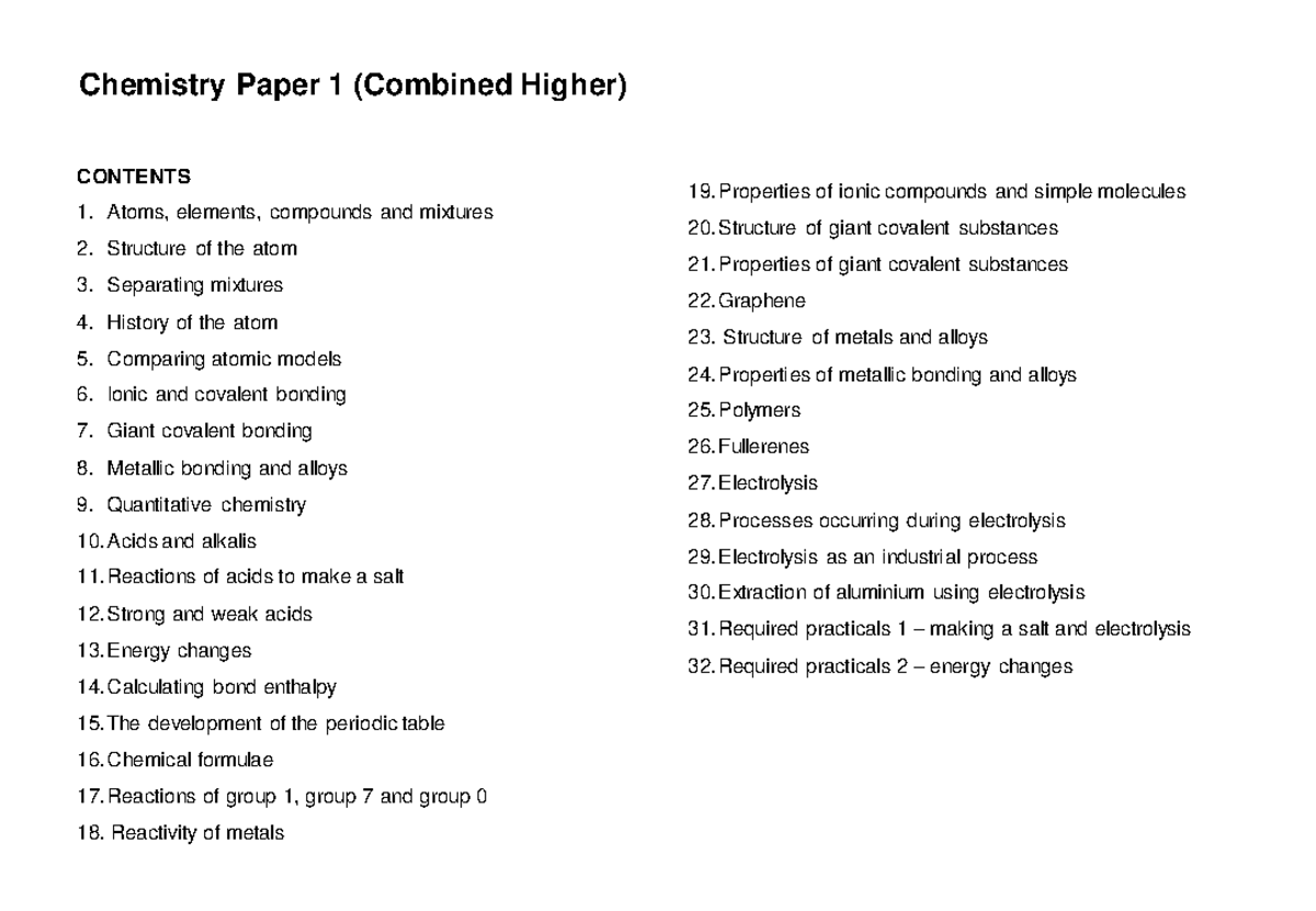 GCSE Comb Higher Chemistry 2023 - Chemistry Paper 1 (Combined Higher ...