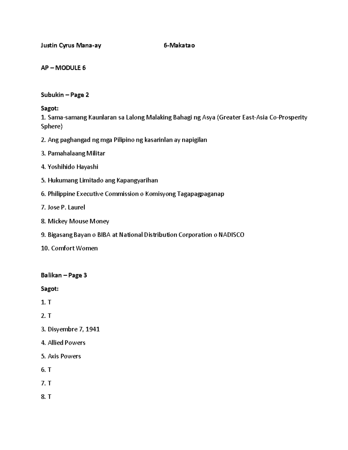 AP - Module 6 - RPH - Justin Cyrus Mana-ay 6-Makatao AP – MODULE 6 ...