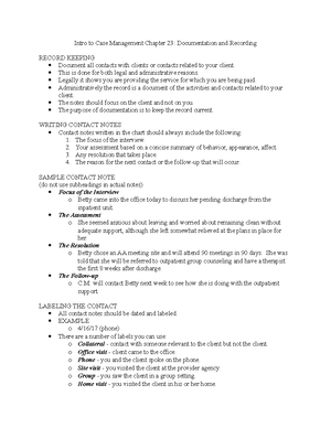 Intro to Case Management Chapter 16 - Background information on the ...