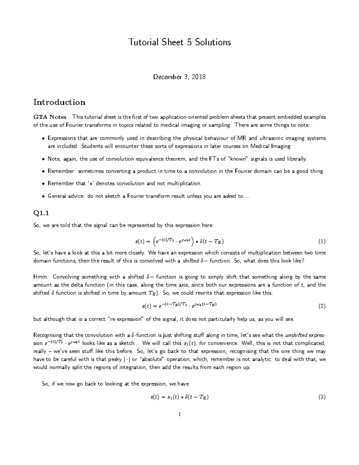 Tutorial 5 sol - Signals and Systems Problems 5 Solution - Tutorial ...