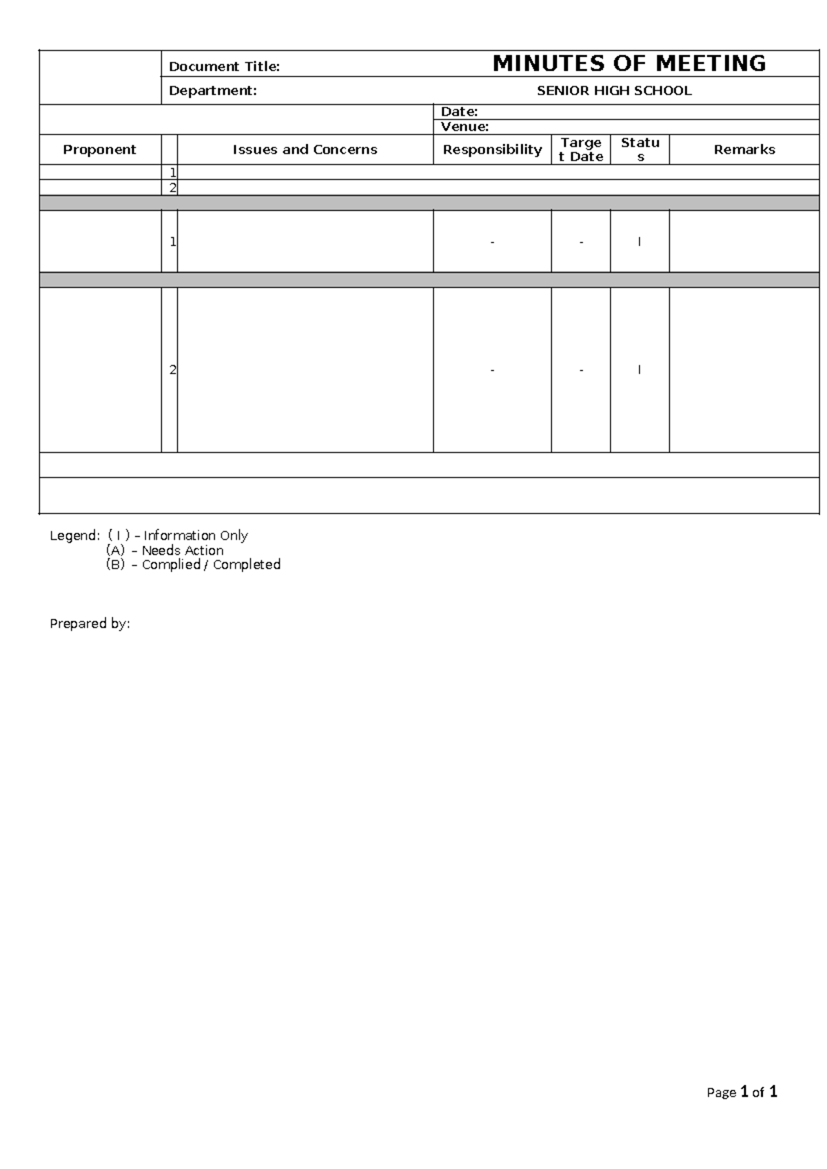 Sample Minutes Without DATA - Technical Writing - Document Title ...