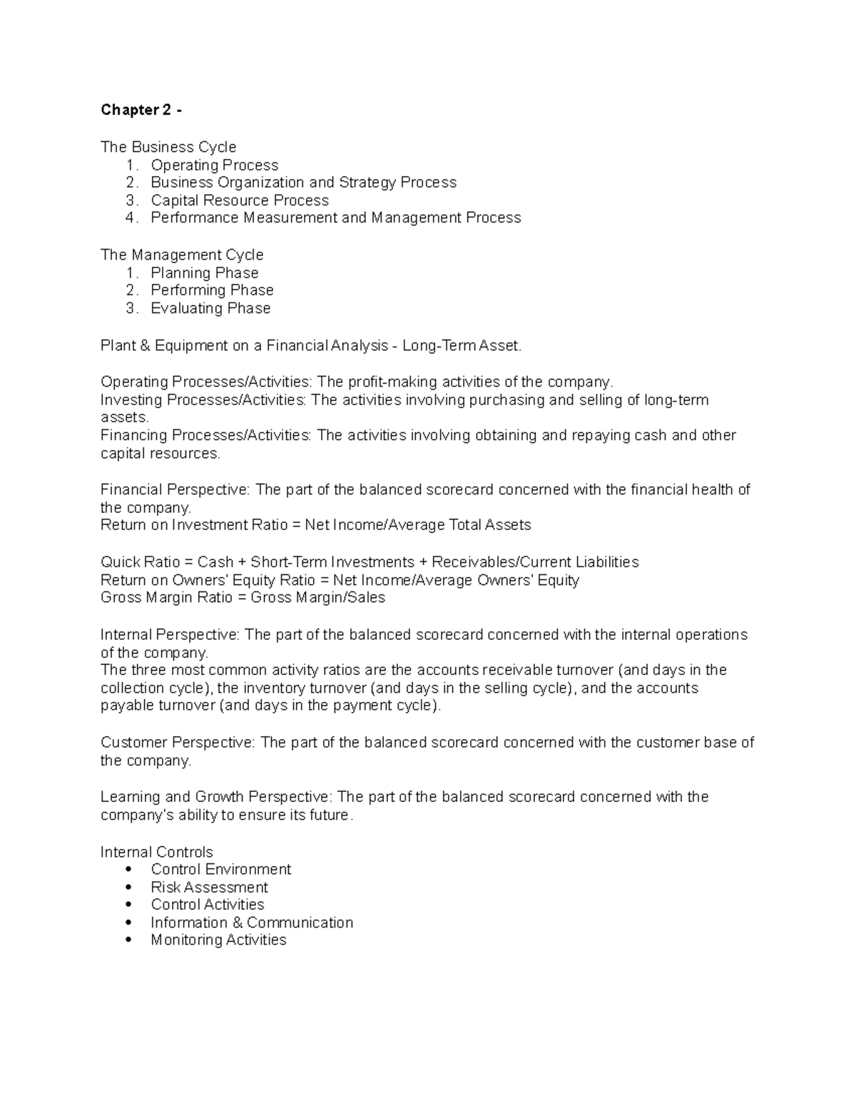 Accounting Chapter 2 - ACC 206 Kyle Goodin - Chapter 2 - The Business ...