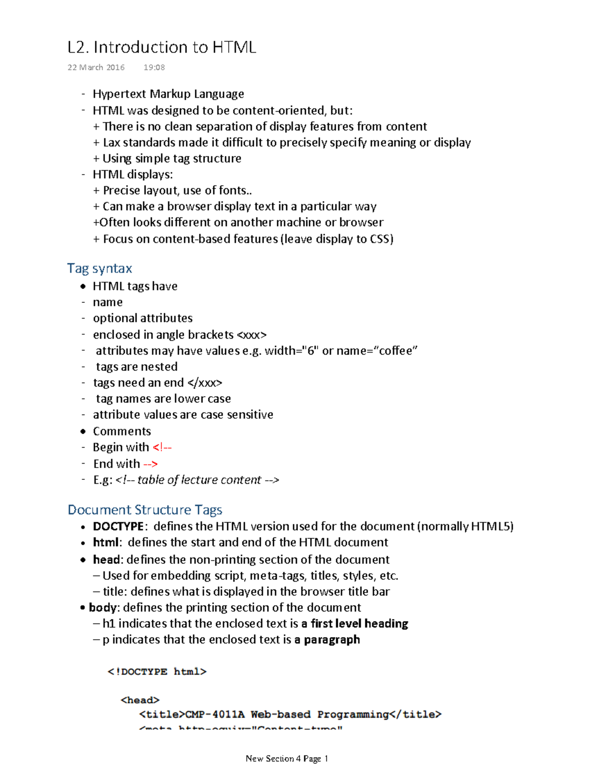 Web Based Programming Summary Lecture 1 5 Warning Tt