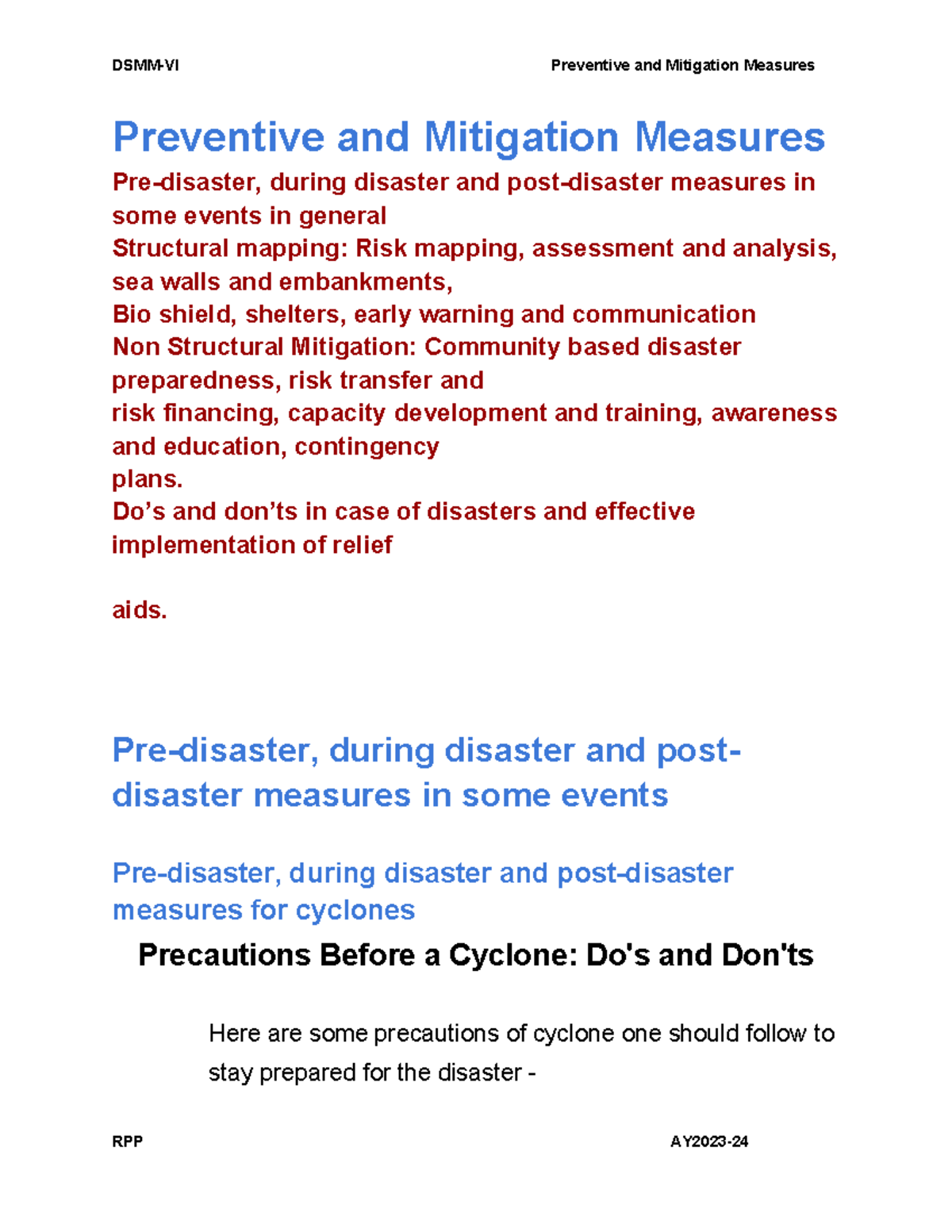 DSMM Chp 6 - DSMM Chapter 6 notes - Preventive and Mitigation Measures ...