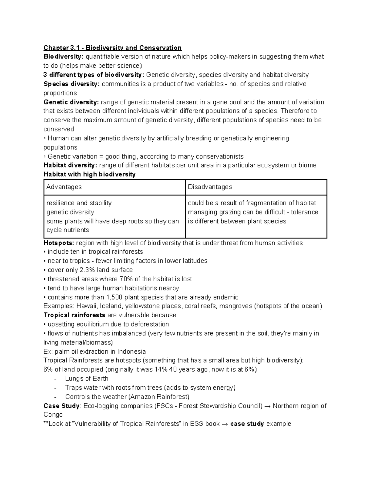 ESS Unit 3 copia - Apuntes completos - Chapter 3 - Biodiversity and ...