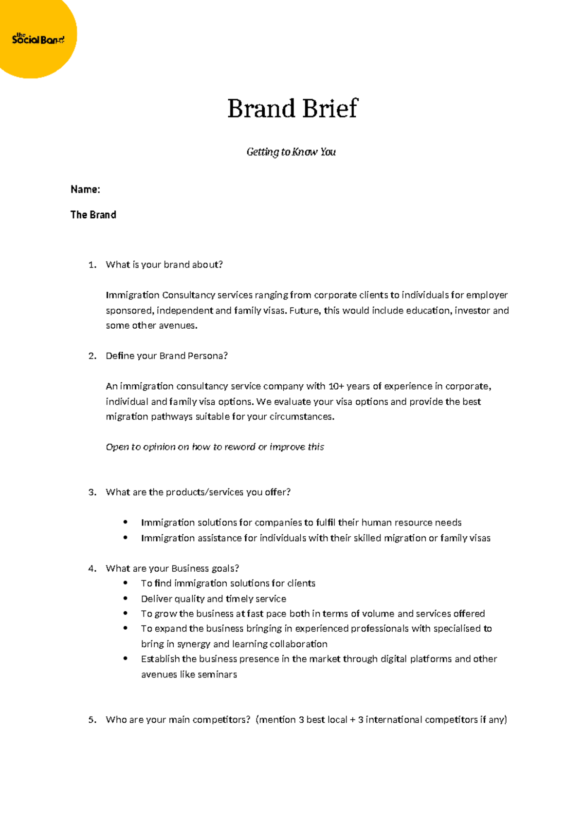 TSB-Brand Brief (For Digital Marketing) - Brand Brief Getting to Know ...