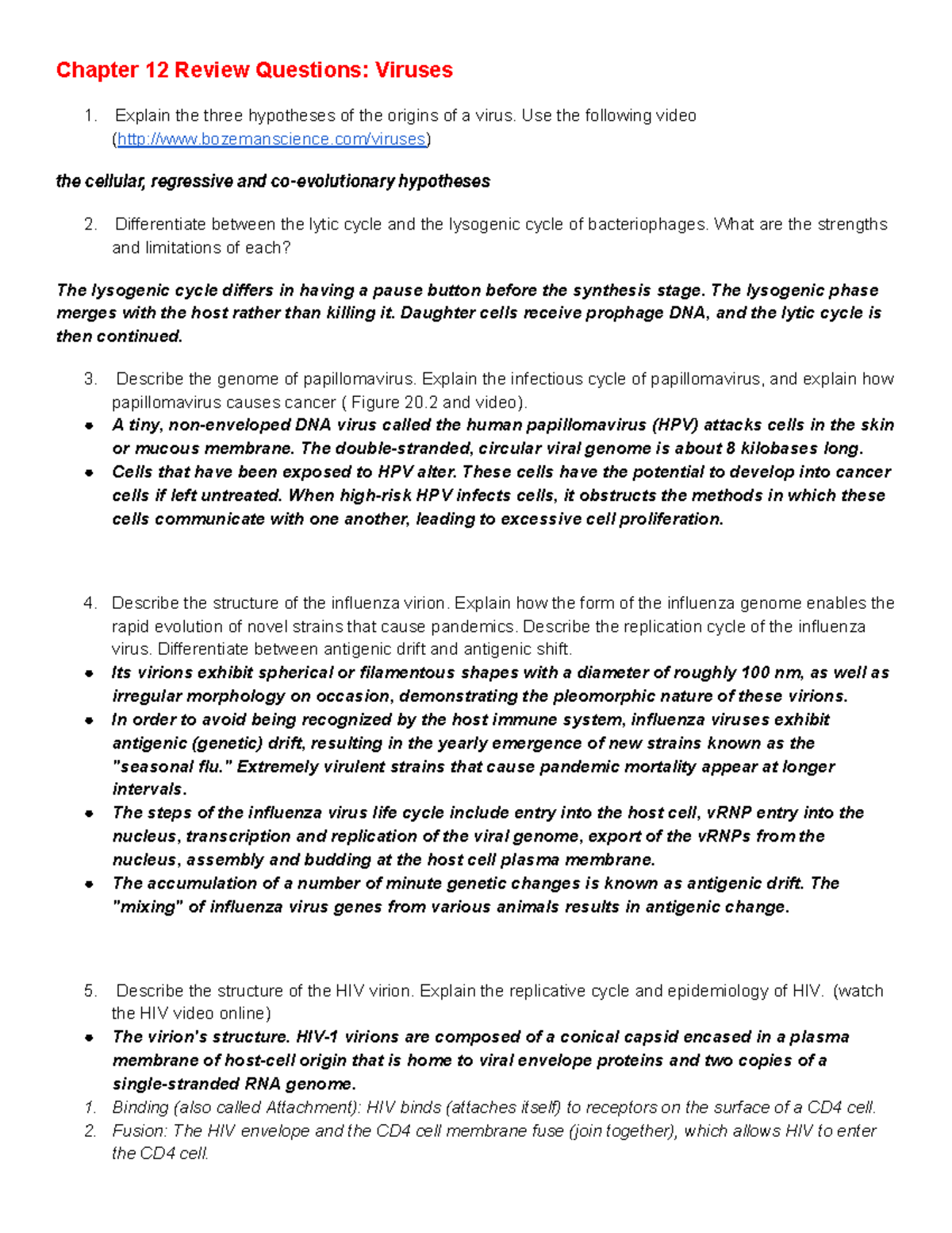 Online Homework Chapter 12 Review Questions Viruses - Chapter 12 Review ...
