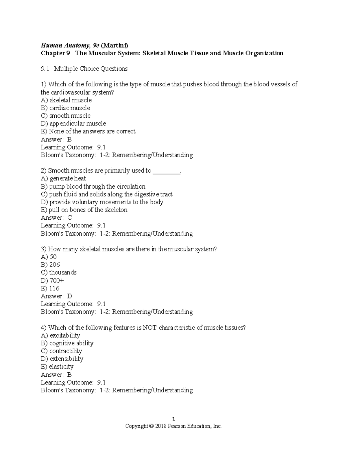 Chapter 9 - Human Anatomy, 9e (Martini) Chapter 9 The Muscular System ...