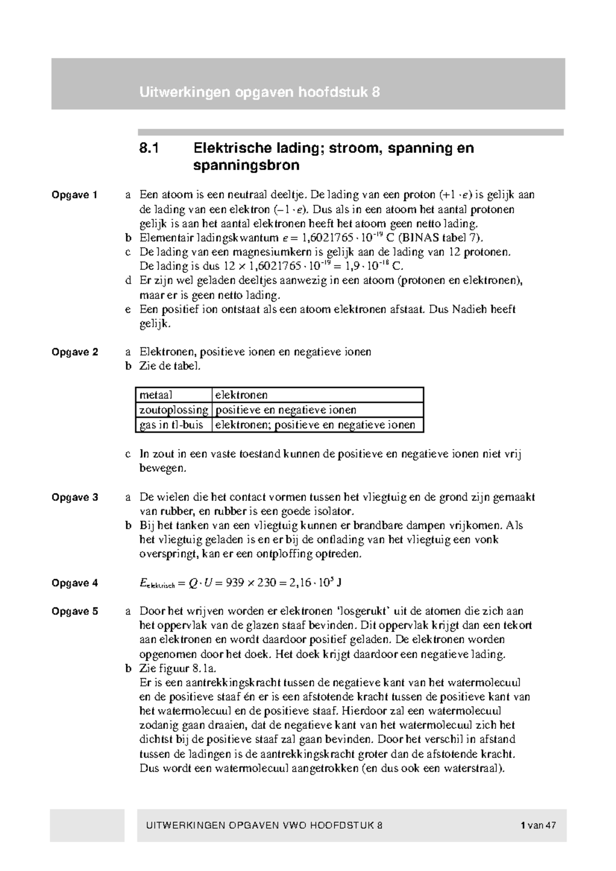 8.1 Elektrische lading; stroom, spanning en spanningsbron-1 ...