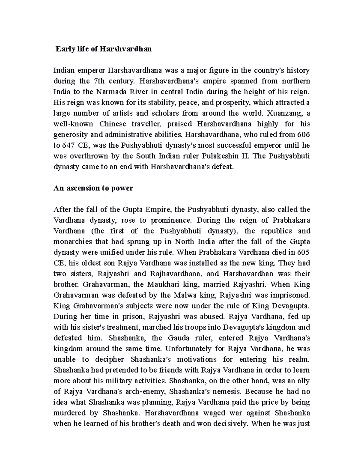 Early life of Harshvardhan - Early life of Harshvardhan Indian emperor ...
