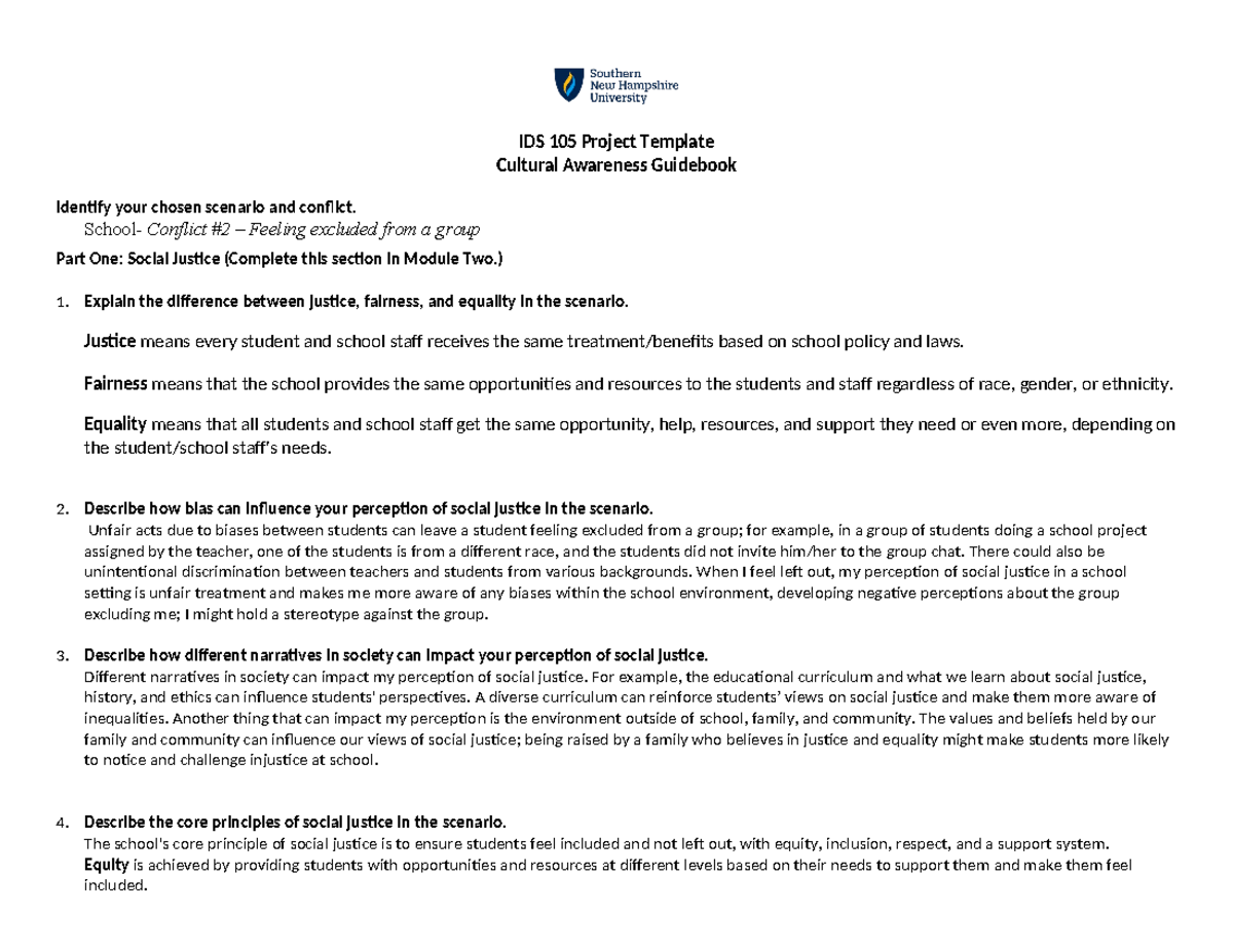 IDS 105 Project Template - IDS 105 Project Template Cultural Awareness ...