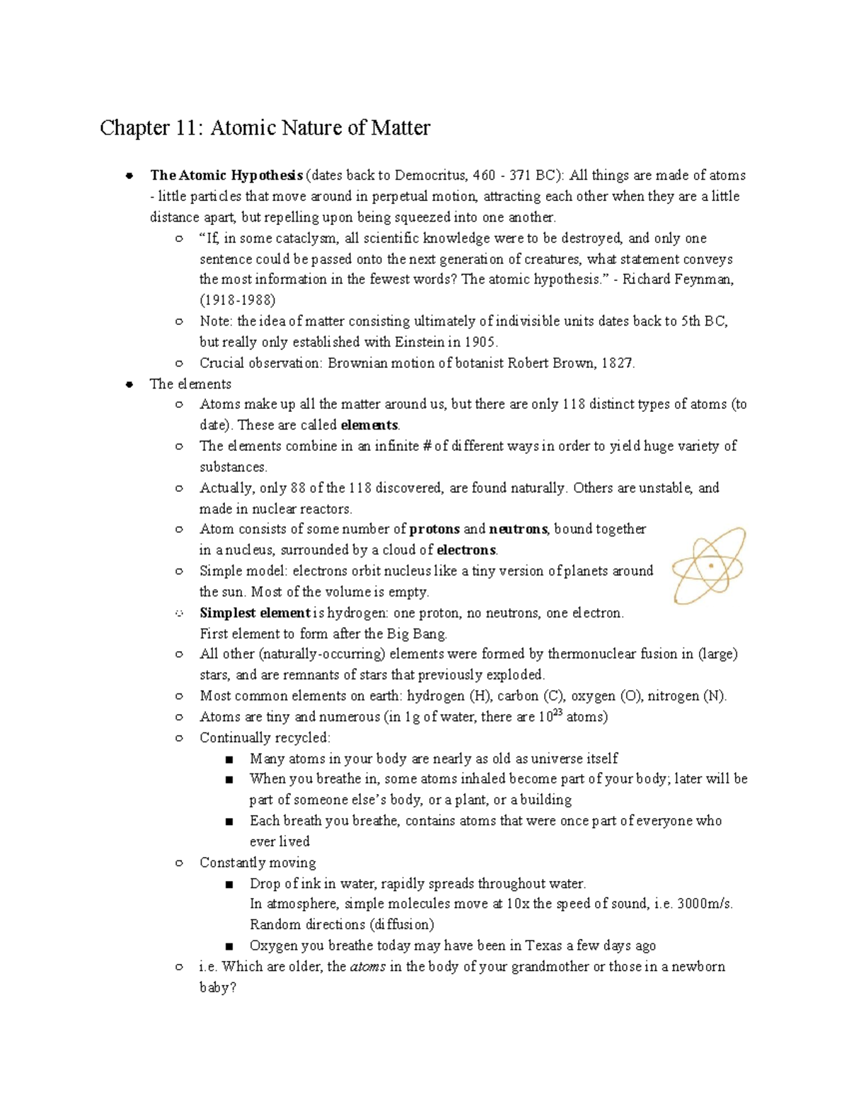 Chapter 11 - The Atomic Nature of Matter - Chapter 11: Atomic Nature of ...