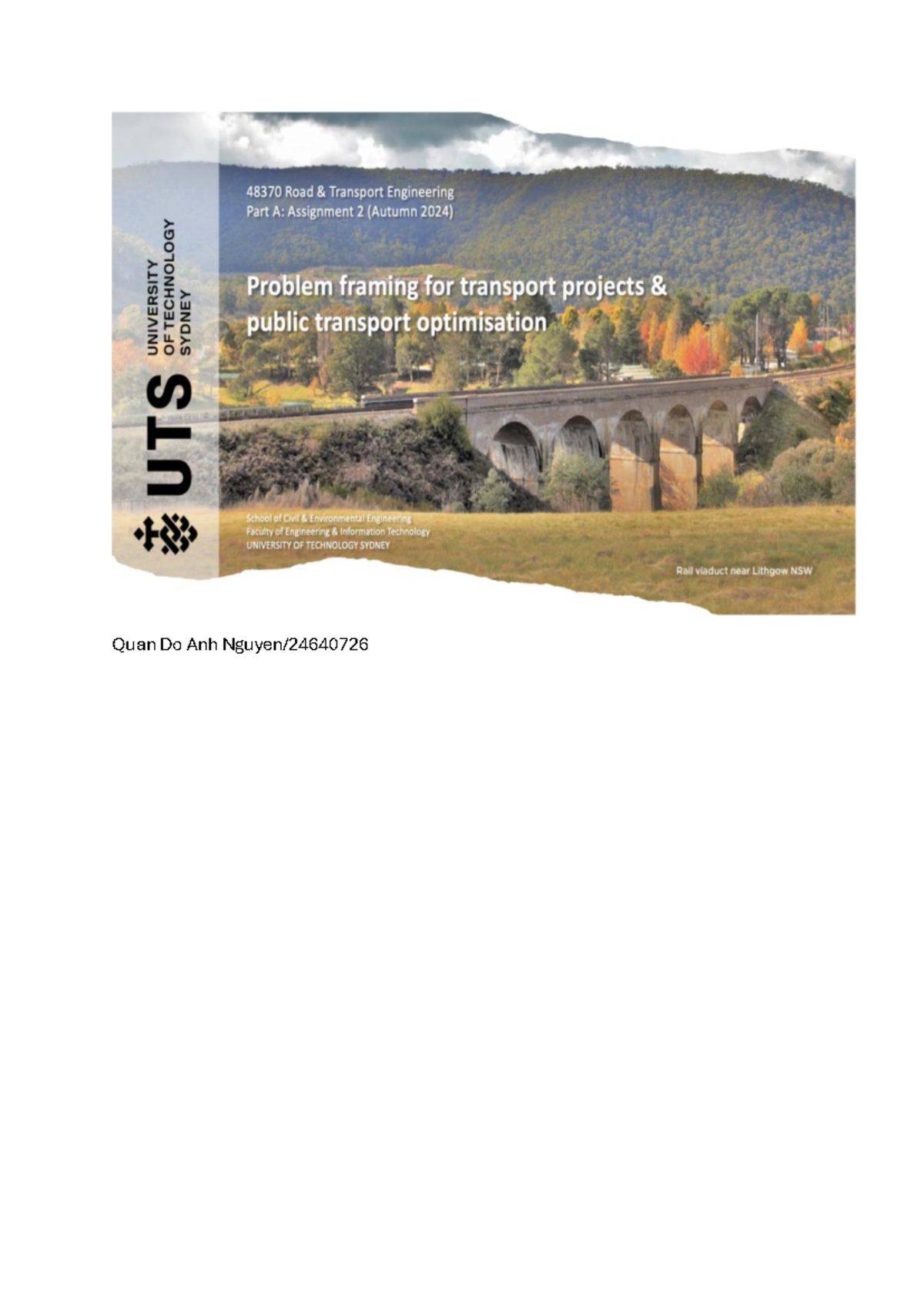 Road and transport 2 - Part 1: Question 1. Problem framing for multi ...