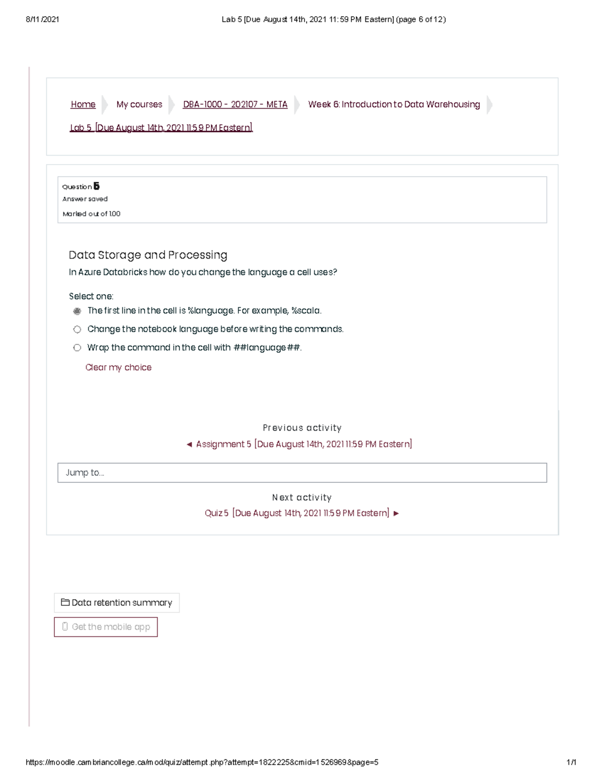 Lab 5 [Due August 14th, 2021 11 59 PM Eastern] (page 6 of 12) - 8/11 ...