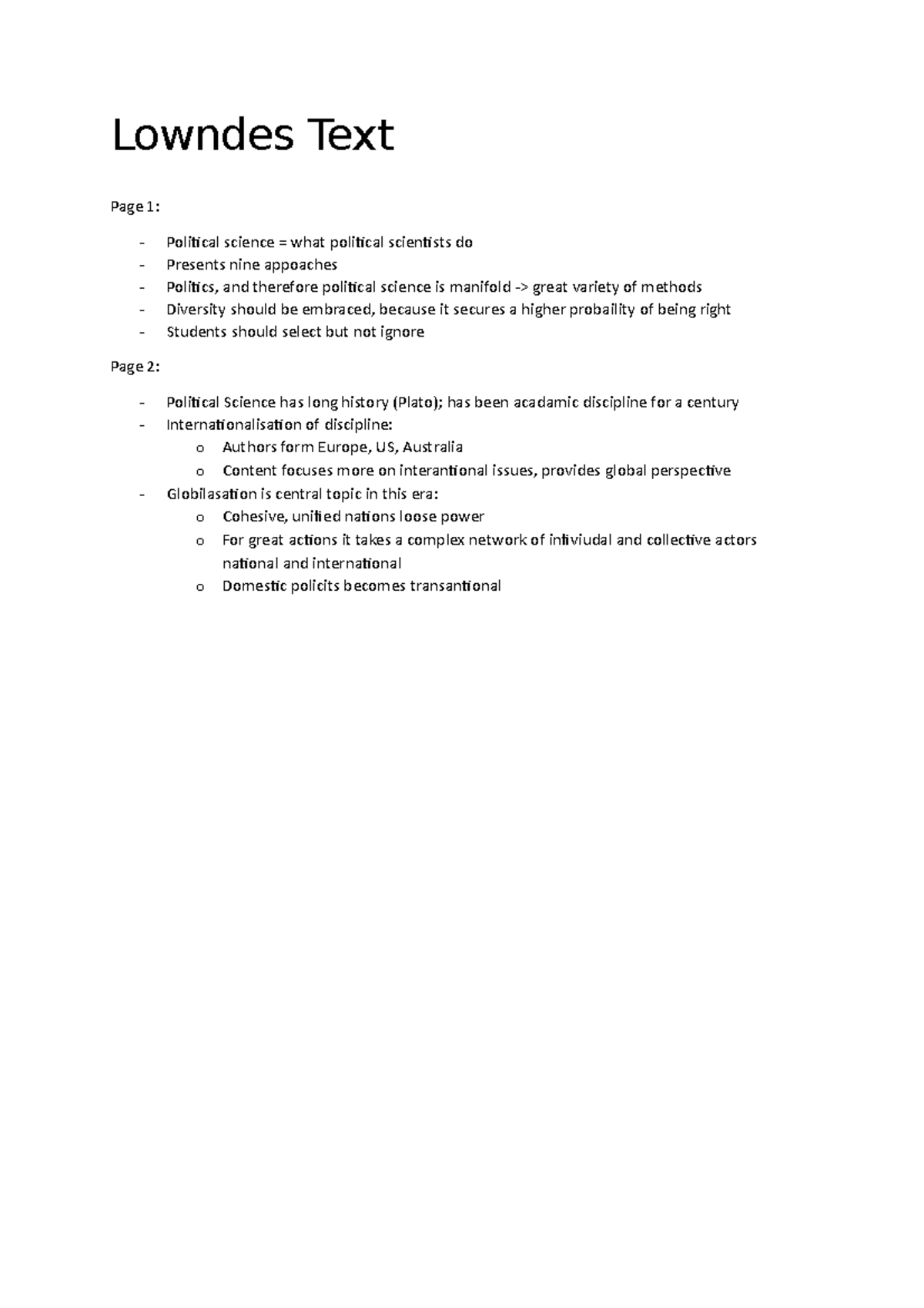 Theory and Methods in Political Science summary - Lowndes Text Page 1 ...