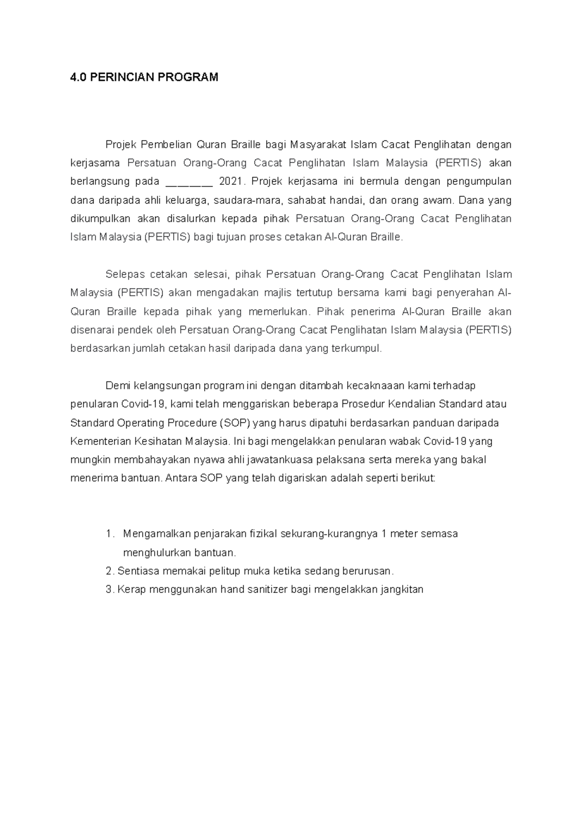 Proposal 4.0 & 5.0 final project - 4 PERINCIAN PROGRAM Projek Pembelian ...