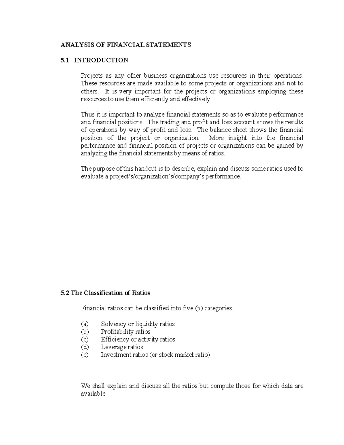 Analysis OF Financial Statements ANALYSIS OF FINANCIAL STATEMENTS 5