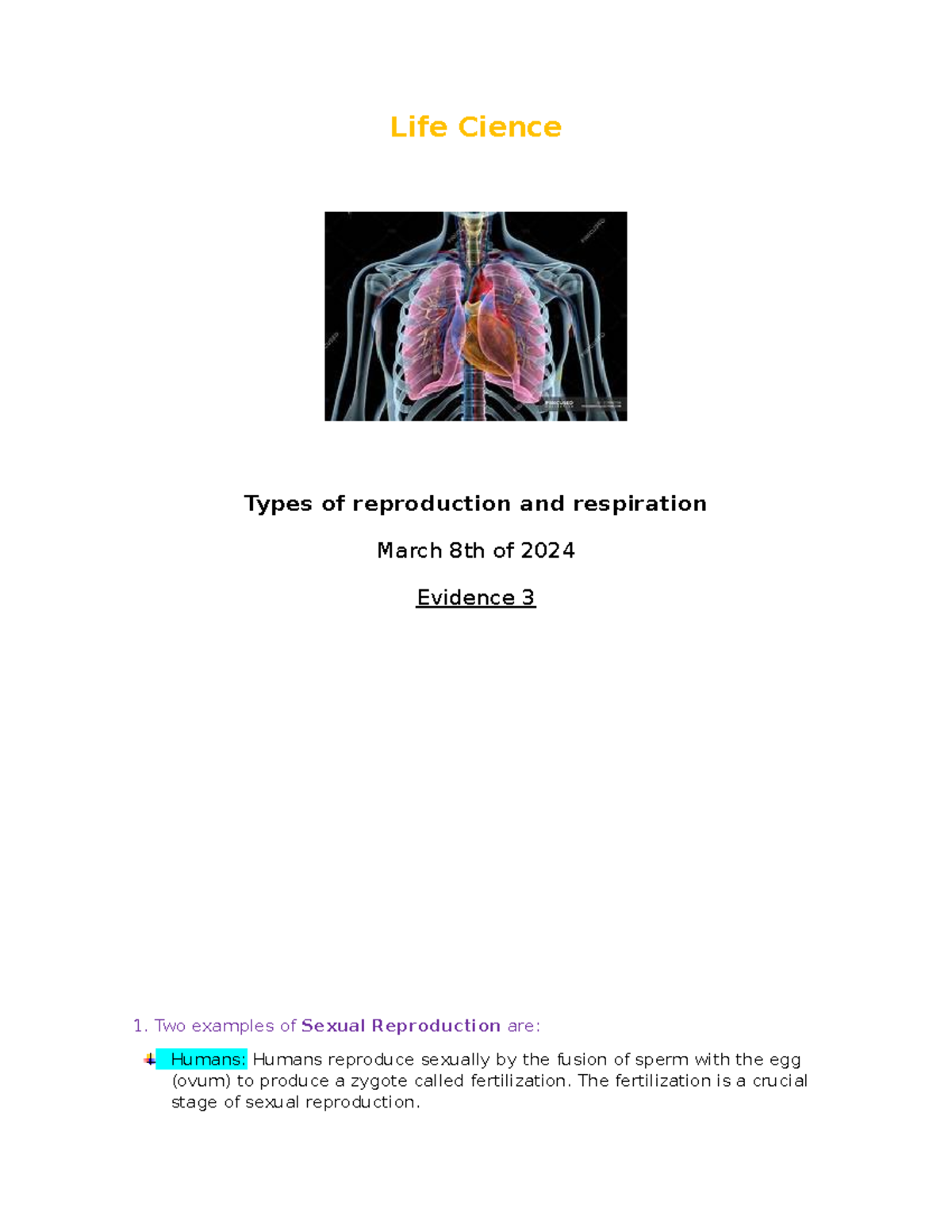 Copia de Evidence 3 - Life Cience Types of reproduction and respiration ...
