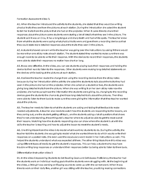 D093 Task 1 - Task 1 of Assessing Impact on students - A. When given a ...