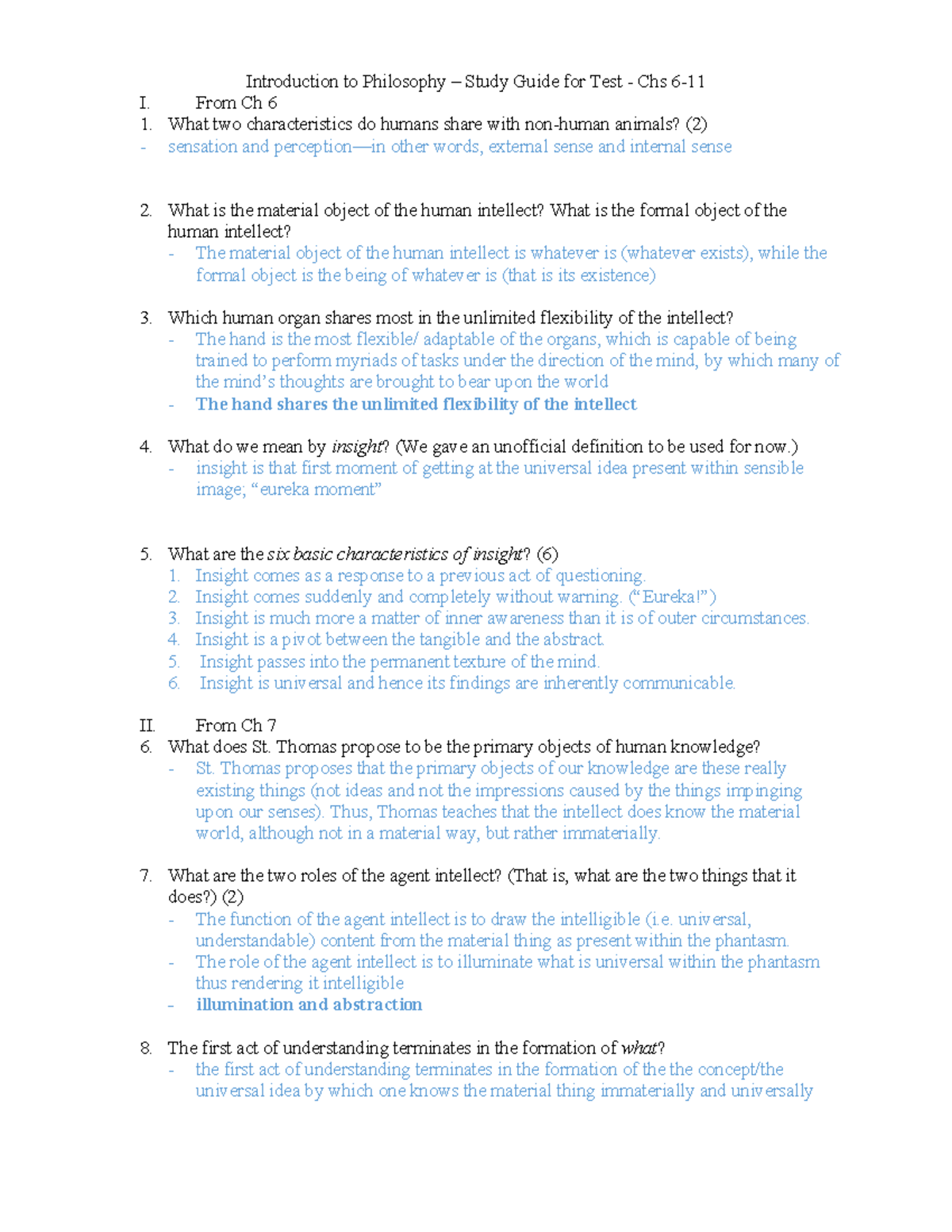 Intro to Phil - Study Guide for Test - Chs 6-11 - Introduction to ...