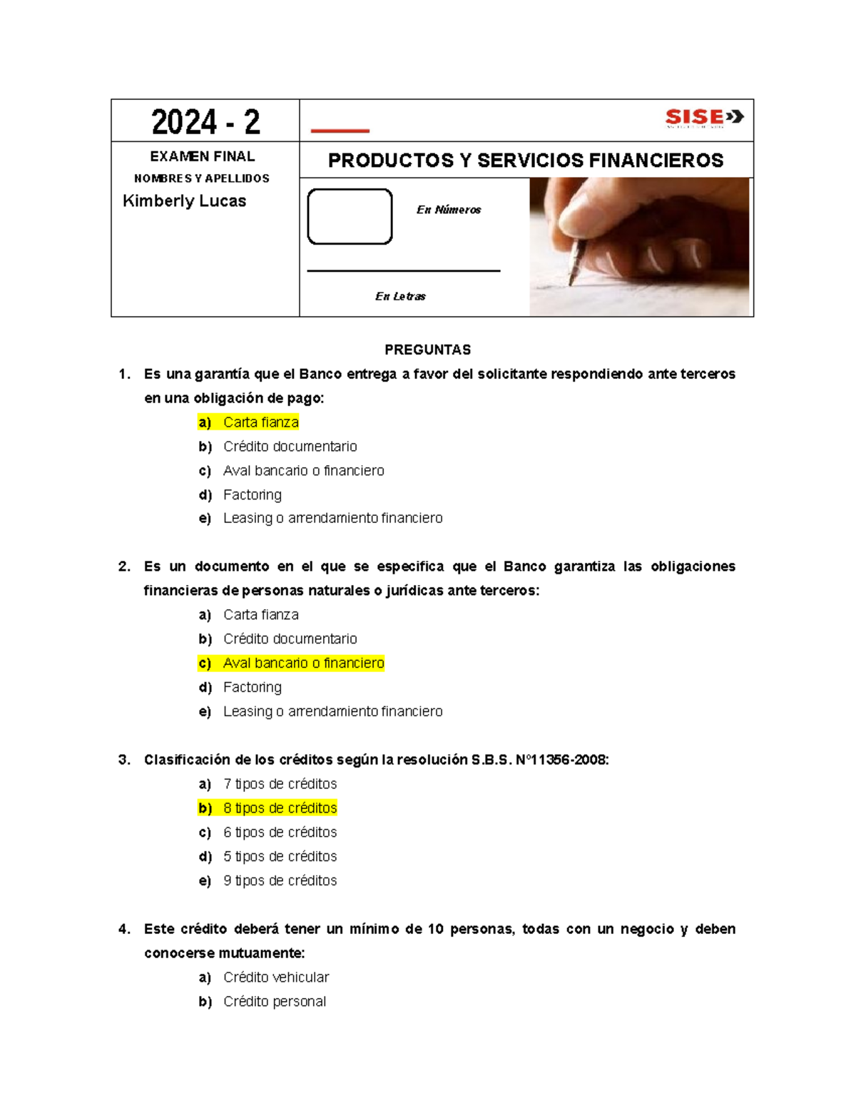 Examen Final DE Productos Y Servicios Financieros - 2024 - 2 PRPPOP PRODUCTOS Y SERVICIOS - Studocu