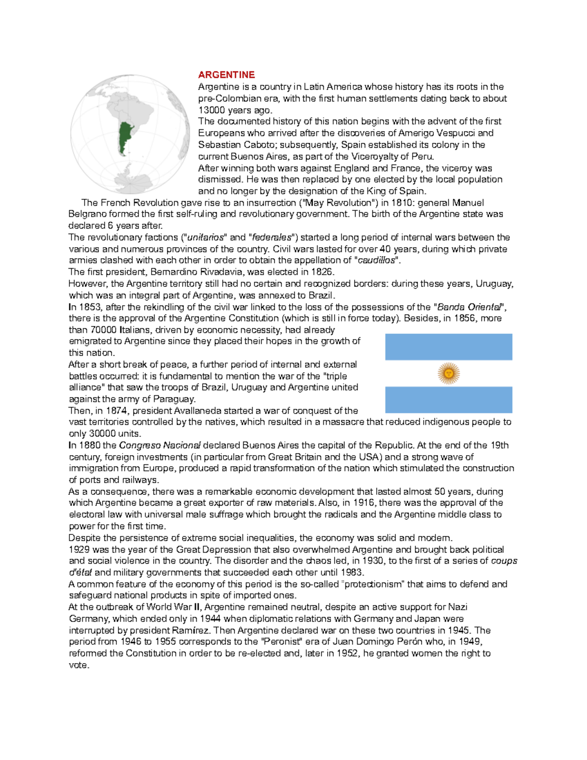 Ricerca Argentina - ARGENTINE Argentine is a country in Latin America ...