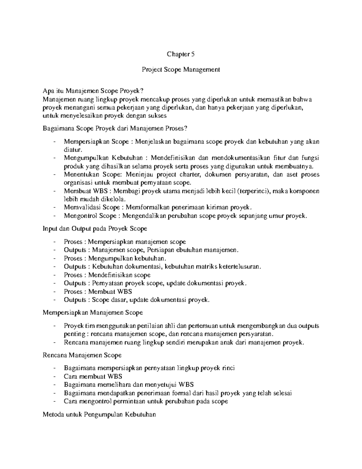 Resume Materi MPPL - Chapter 5 Project Scope Management Apa itu ...