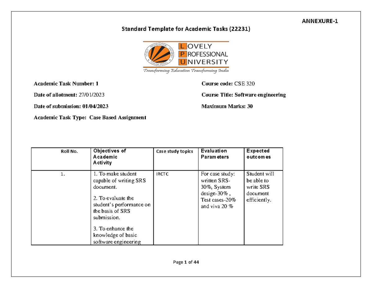 A287945569 29400 22 2023 CSE 320 CA 1 - Standard Template for Academic Tasks (22231) Academic ...