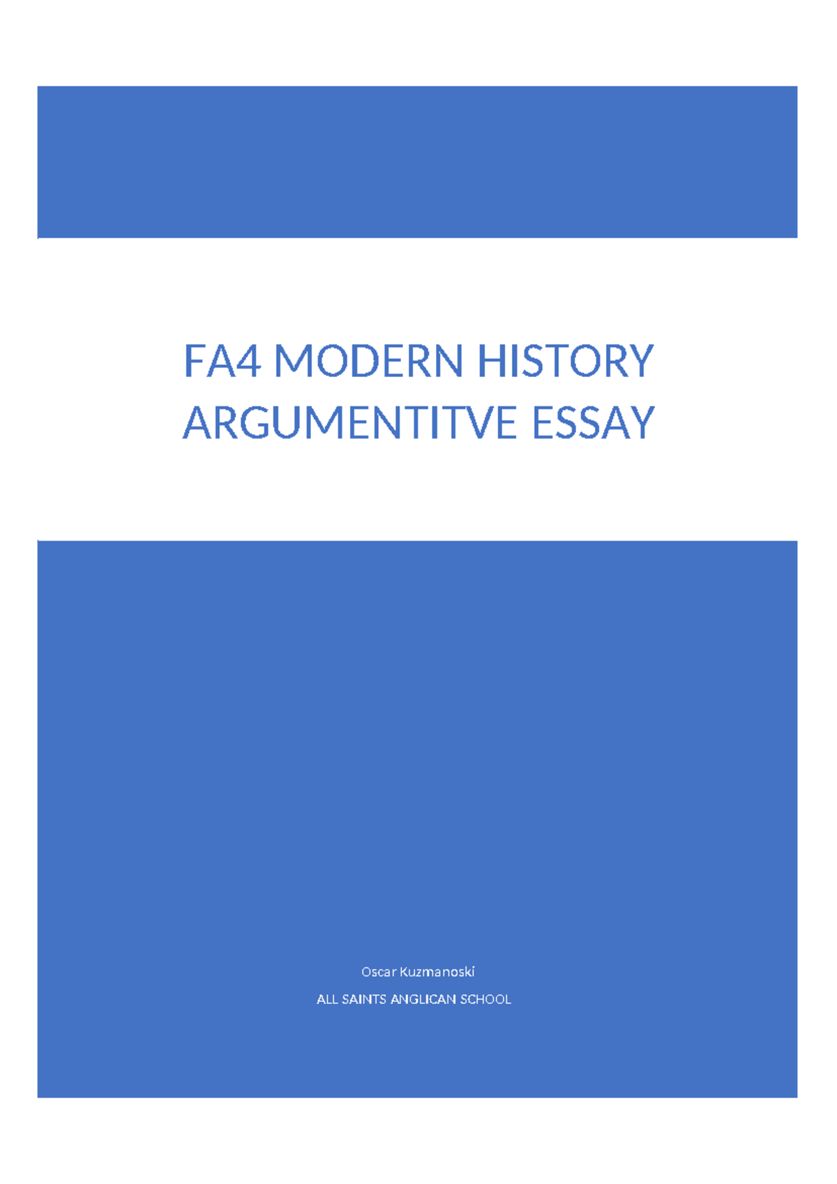 Modern History Assignment - BLM - Oscar Kuzmanoski ALL SAINTS ANGLICAN ...